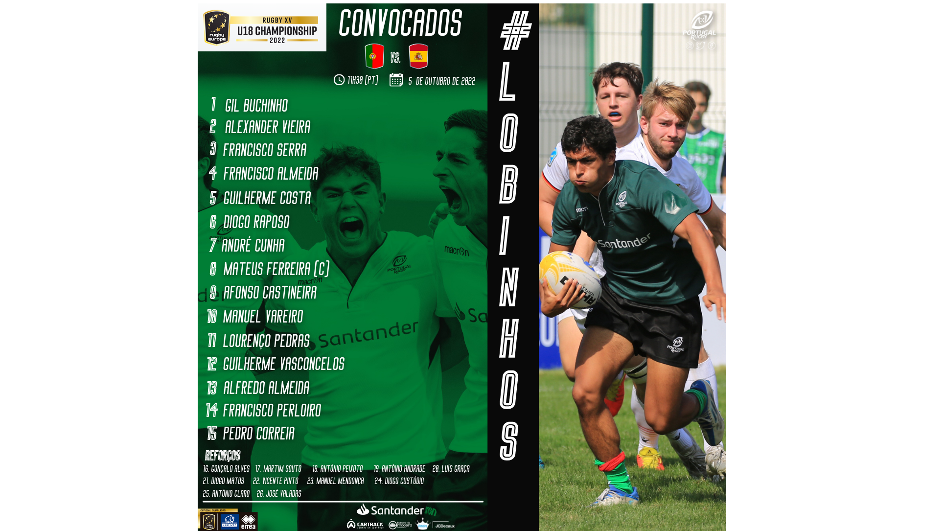 PORTUGAL RUGBY - Convocados: Portugal x Espanha