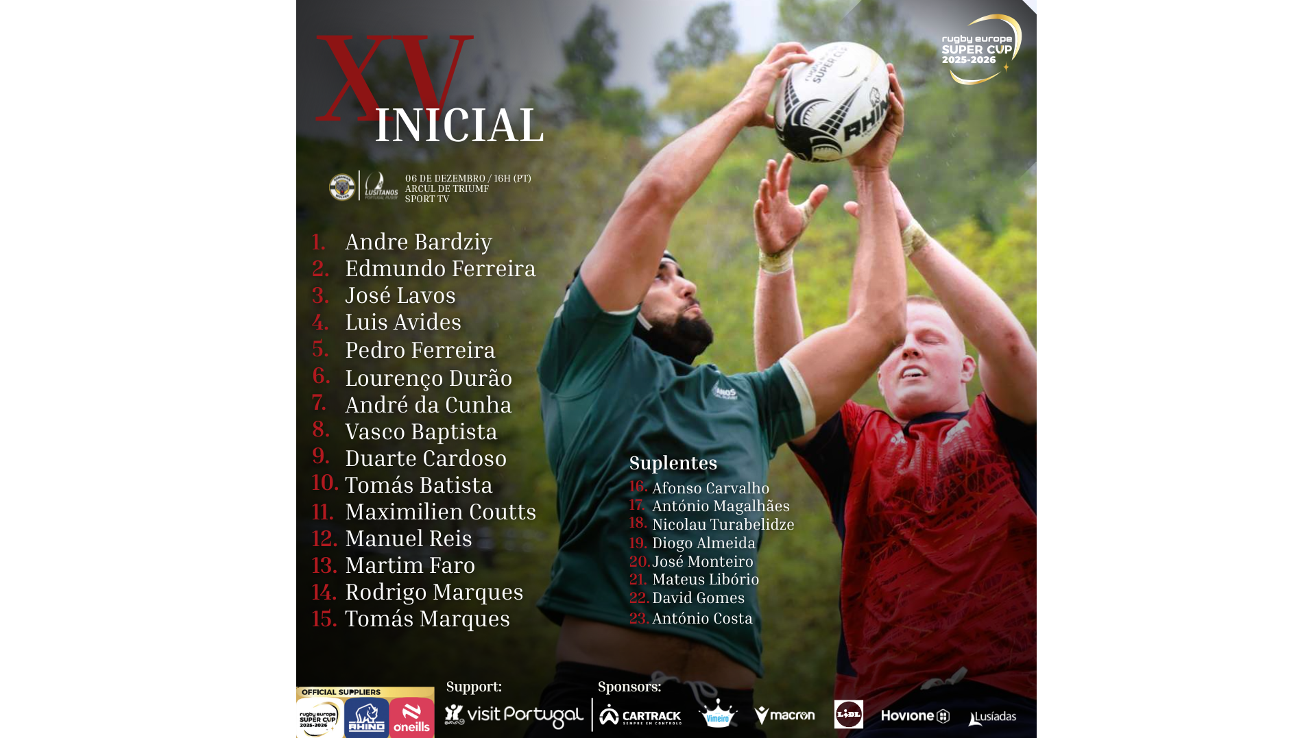 PORTUGAL RUGBY - Convocados: Romania Wolves x Lusitanos